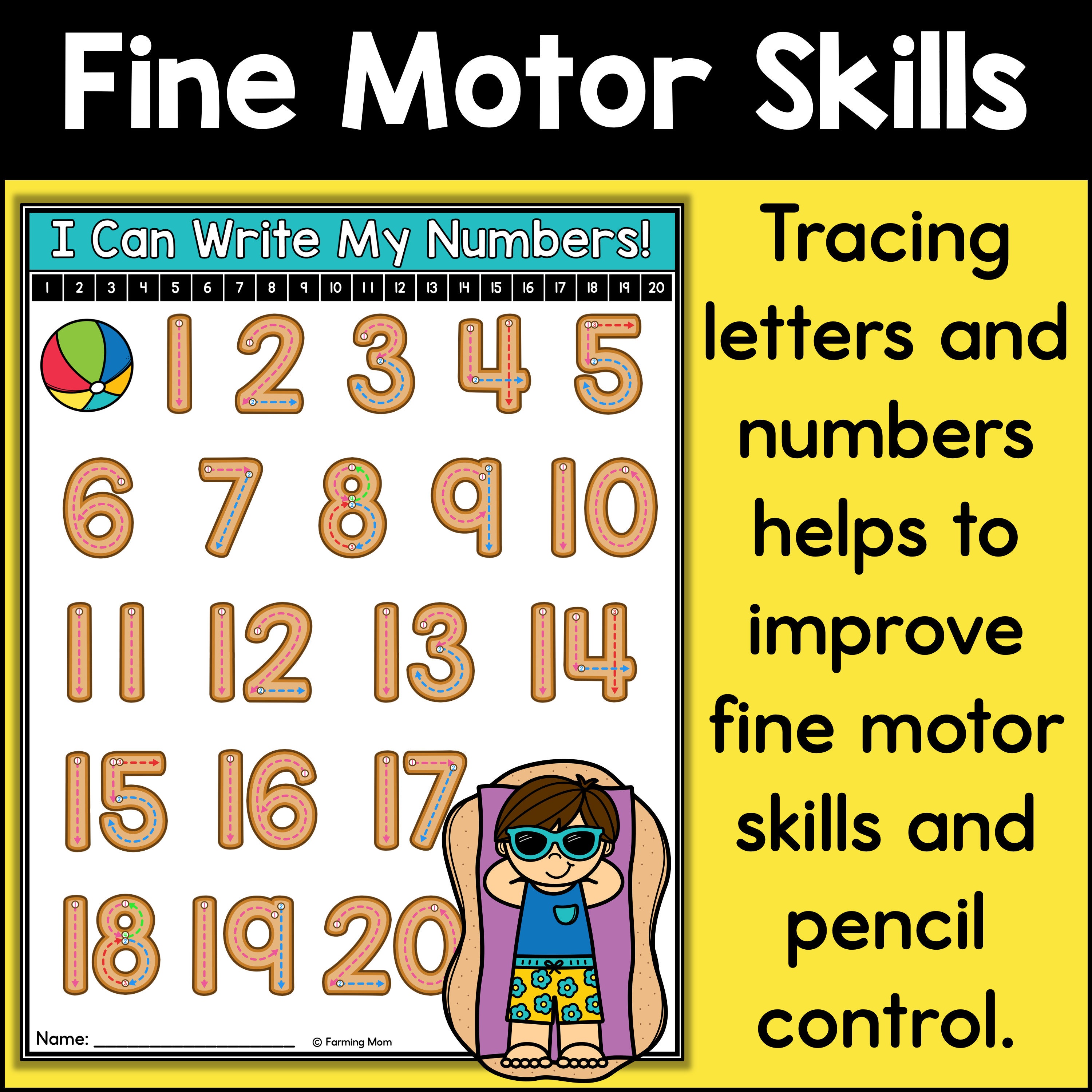 Summer Writing Alphabet Letters and Numbers Tracing Pages Handwriting ...