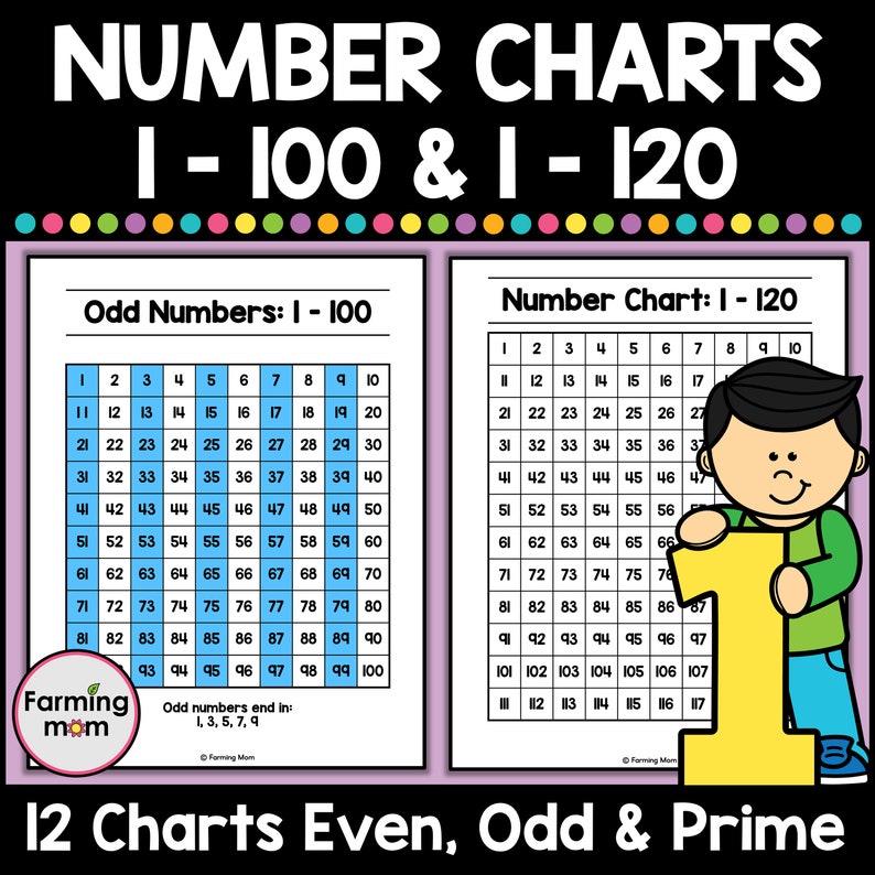 Hundred Chart and 120 Chart Even Odd and Prime Numbers for Kids - Etsy