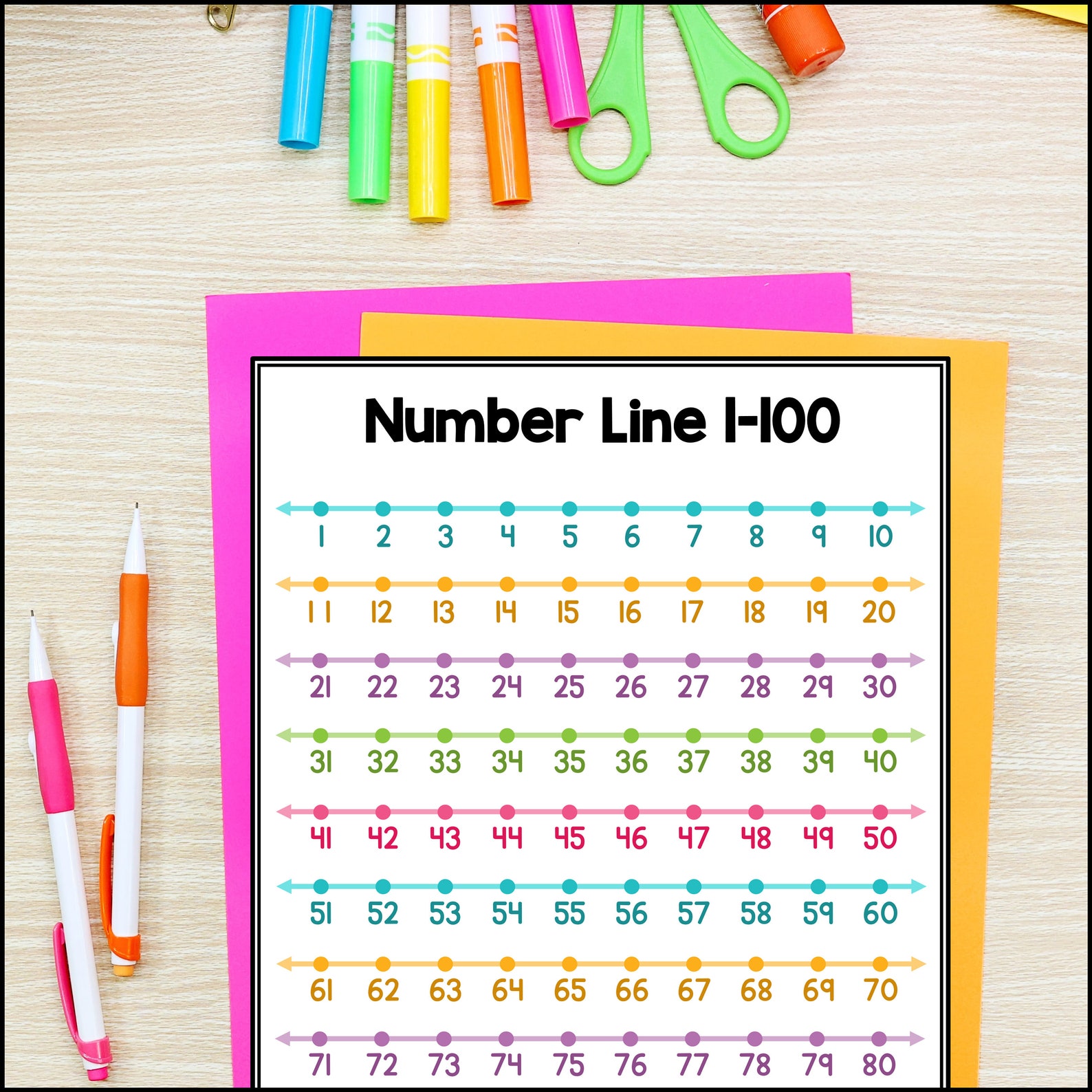Number Line 1-20 Math Worksheet Printable and Counting to 100 for Kids ...