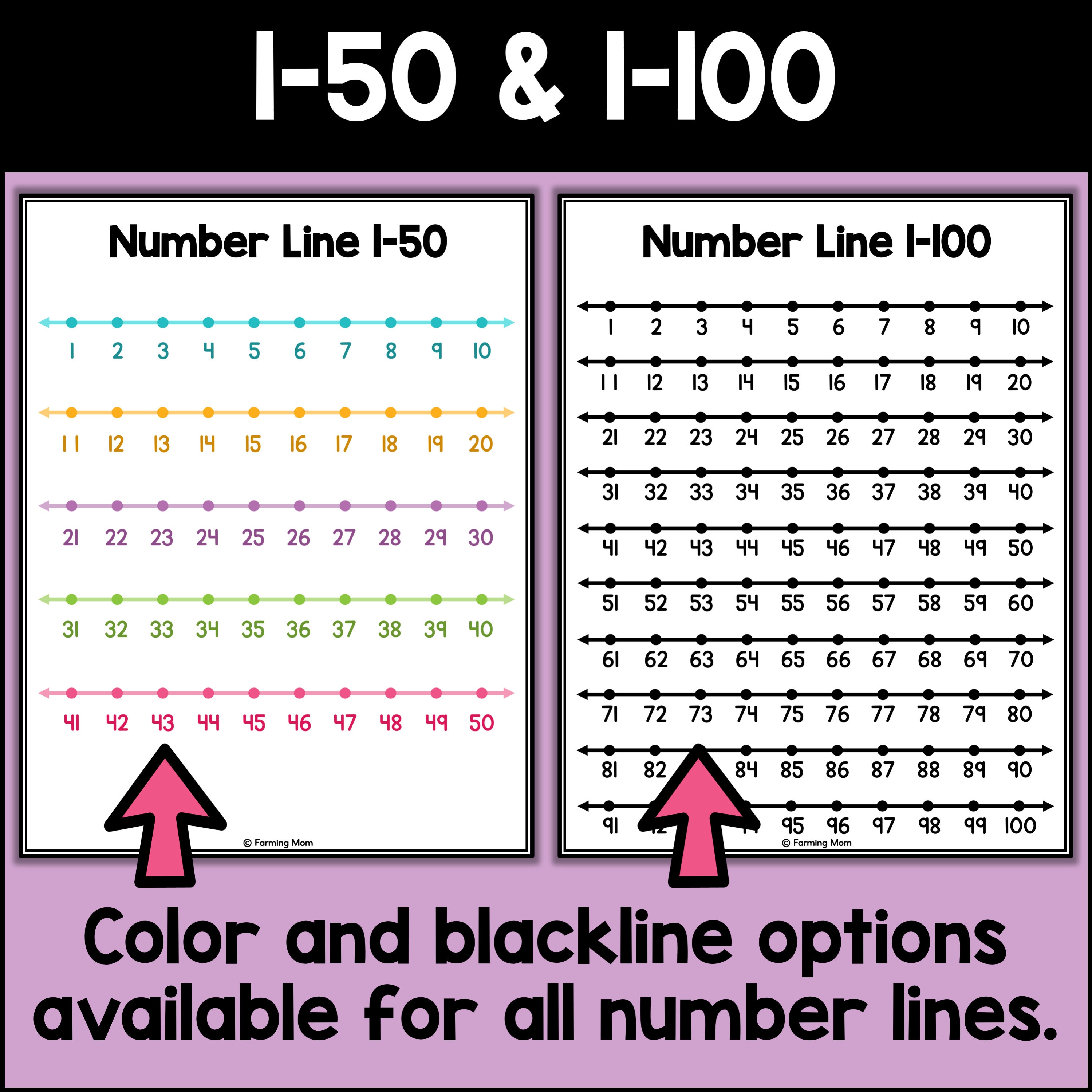 Number Line 1-20 Math Worksheet Printable and Counting to 100 for Kids ...