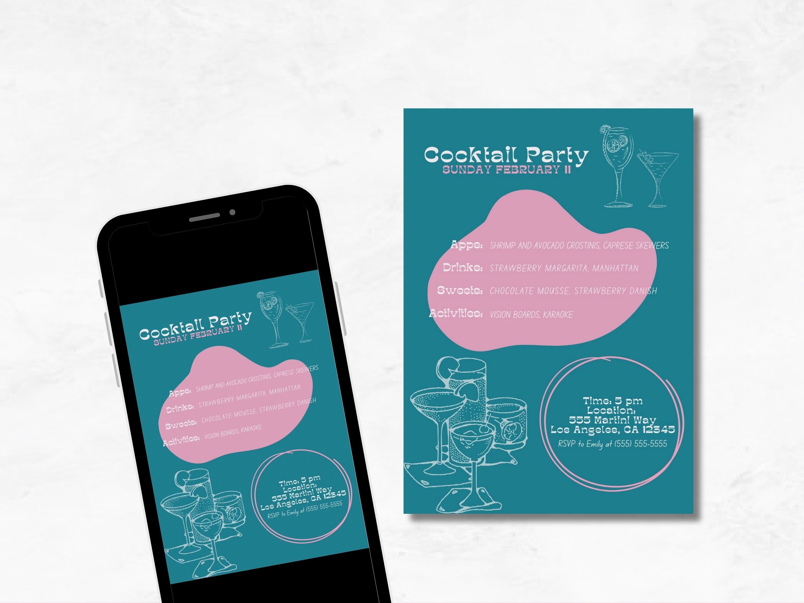 Cocktail Party Invitation Canva Template - Etsy