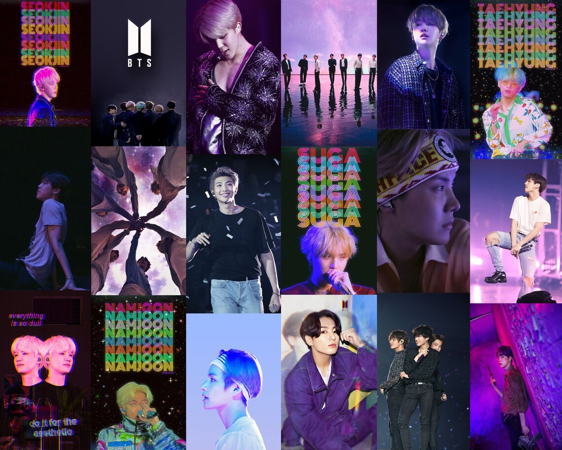 PURPLE BTS PRINTED Wall Collage Kit 45 Images | Etsy