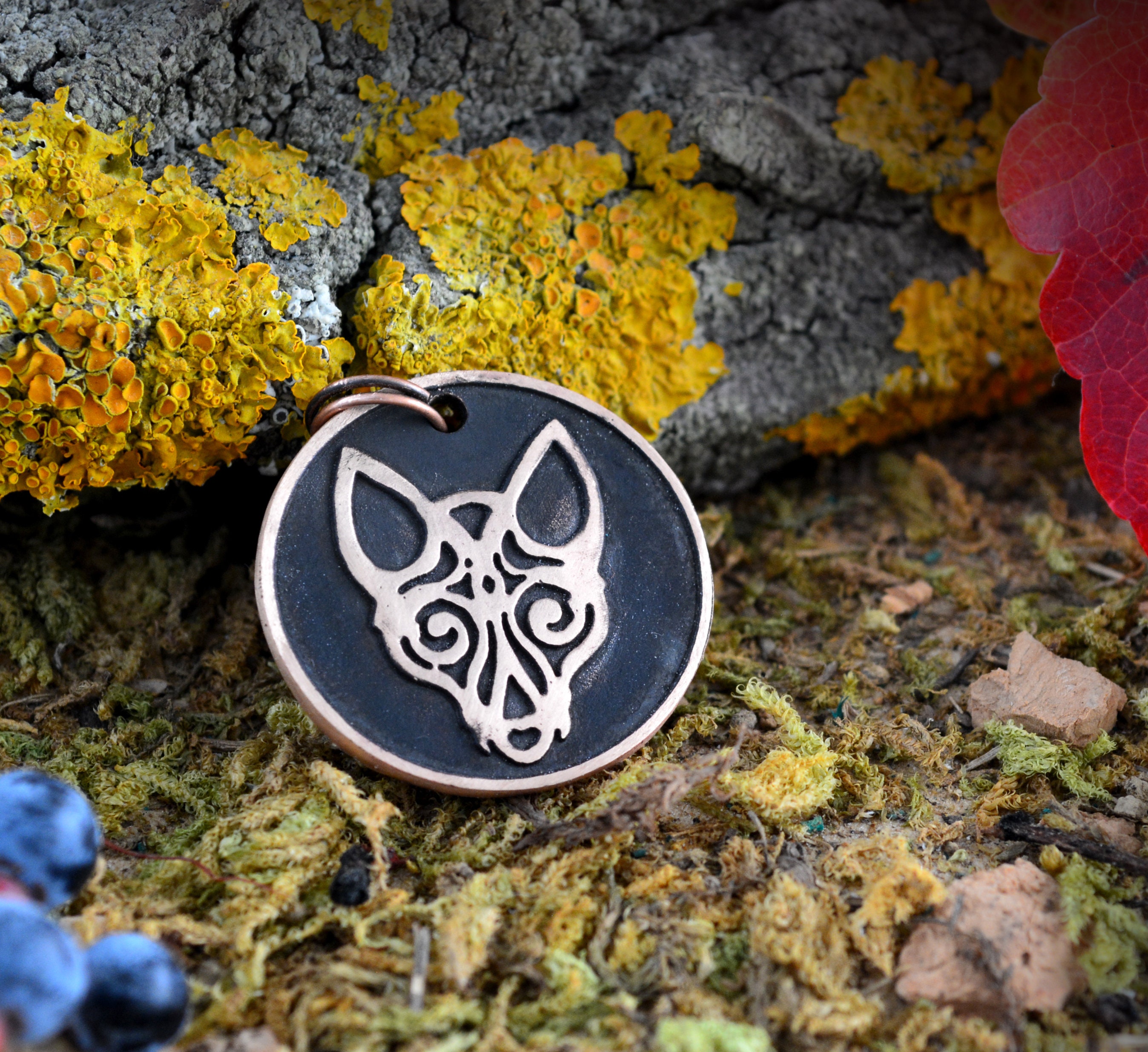 Pet tag viking wolf Personalized tag with name and phone | Etsy