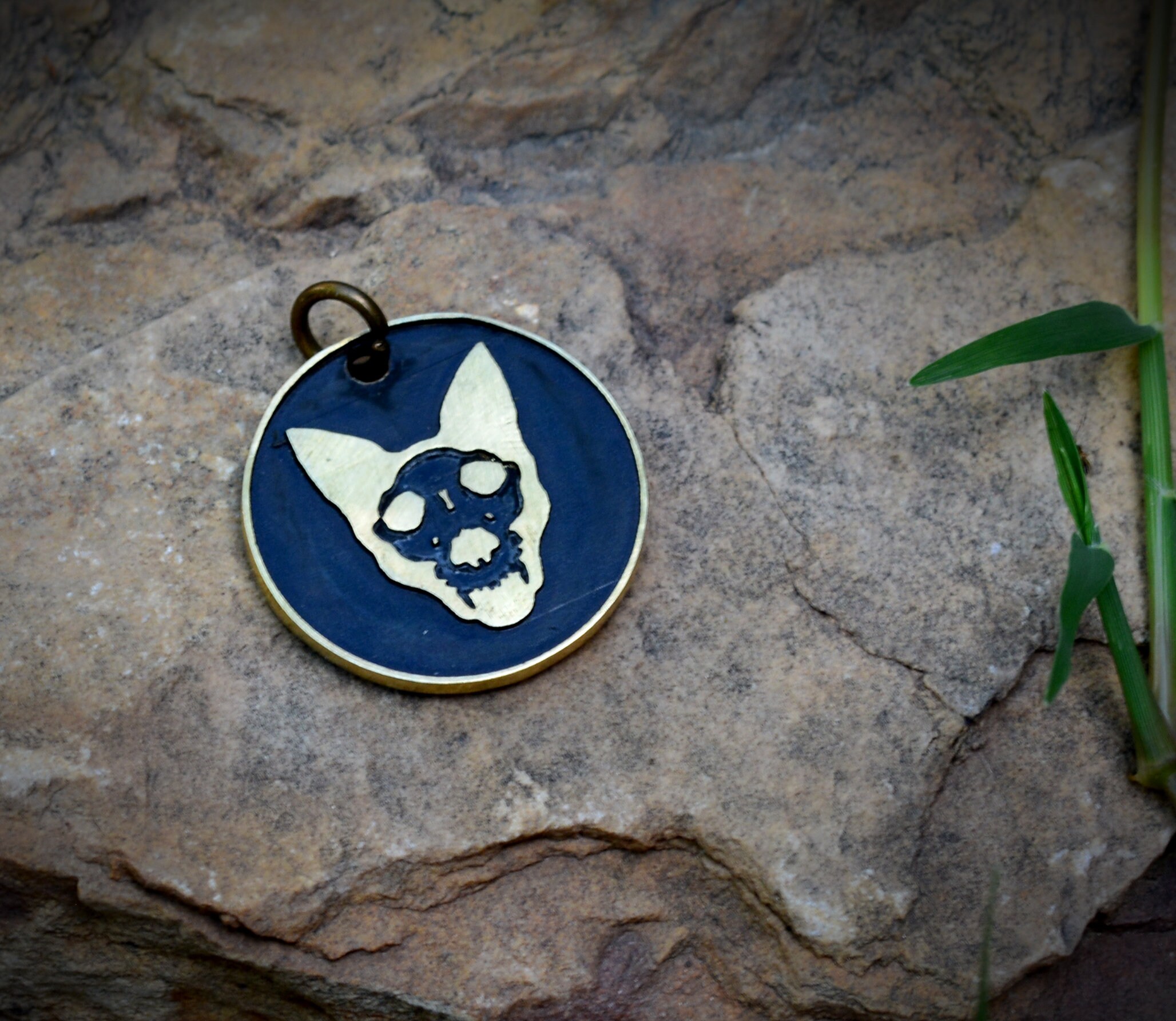 Pet tag skull dog Personalized tag with name and phone | Etsy