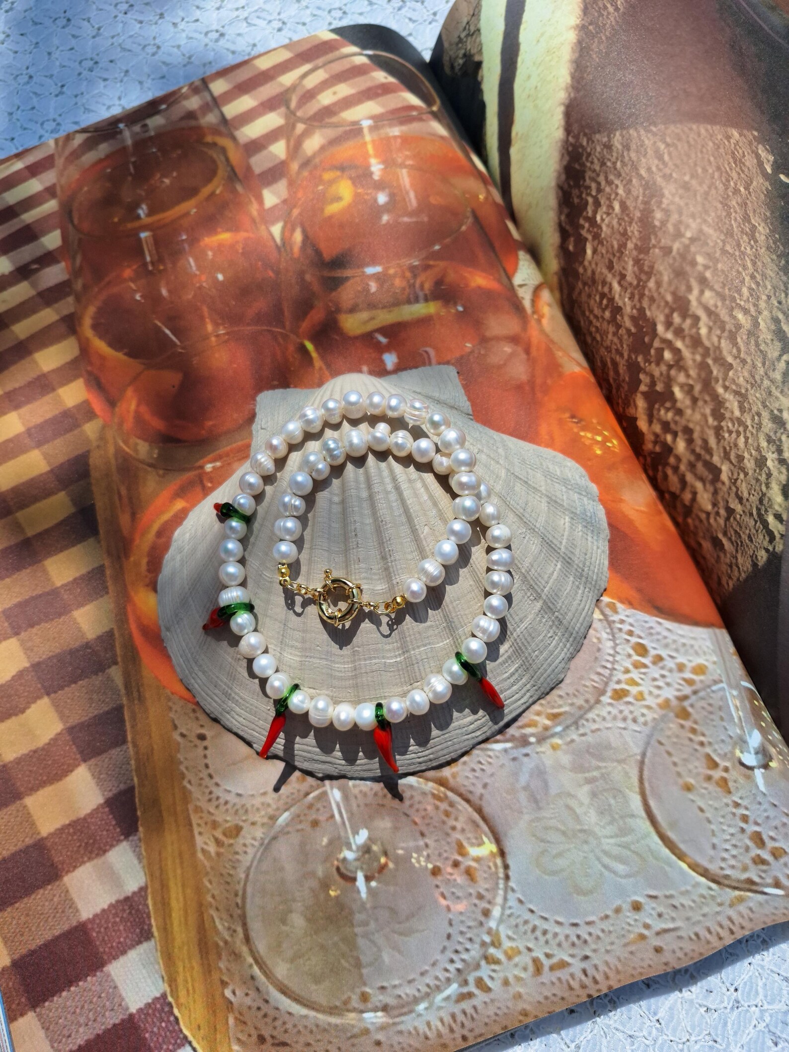 Seraphina - Pearl & Chilli Charm Necklace - Etsy