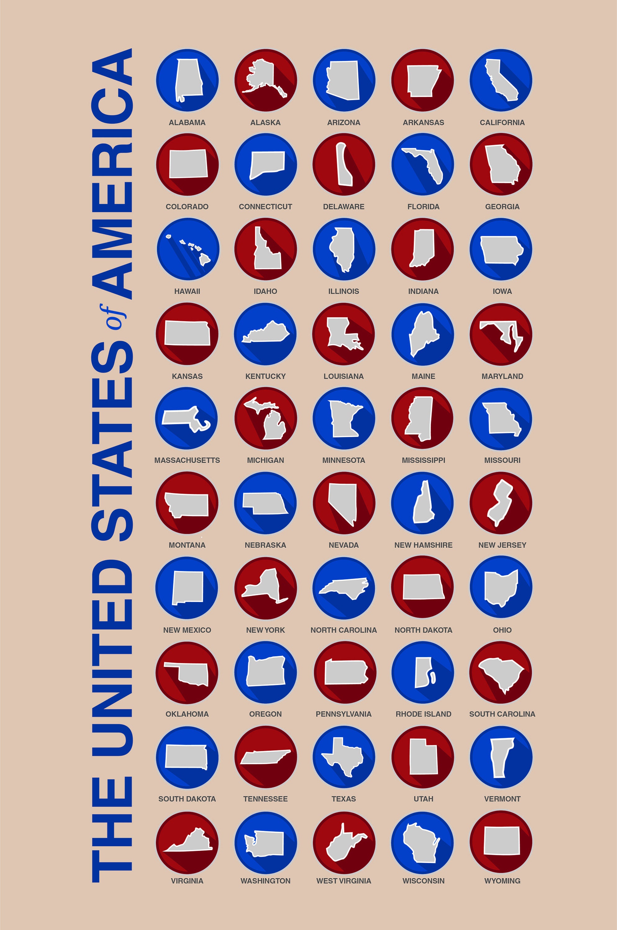 Fifty States of America Poster - Etsy