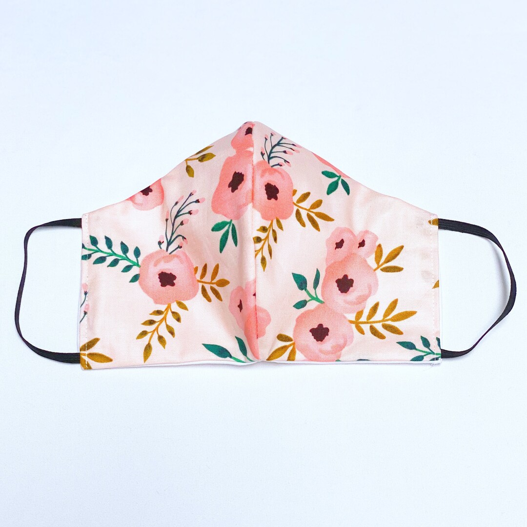 Coral Roses Face Mask 2 Layers, 100% Cotton, Soft Elastic Straps - Etsy