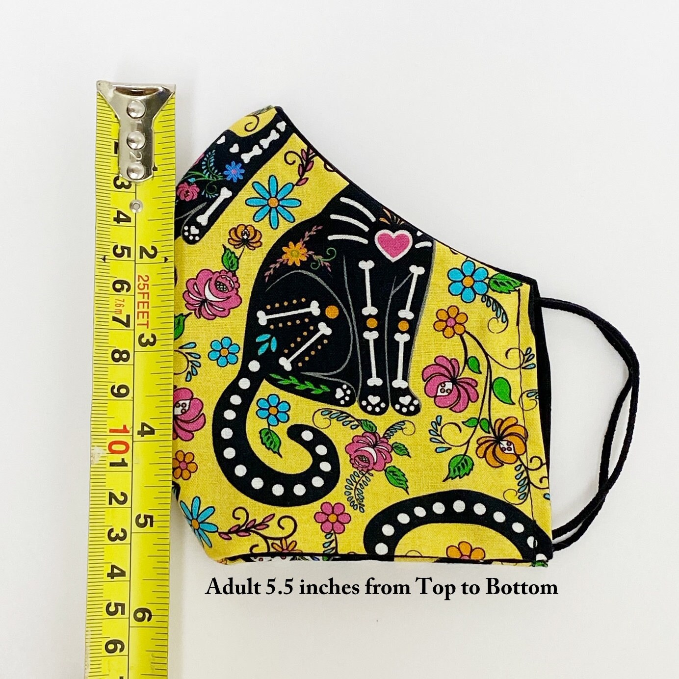 Cat Sugar Skull Face Mask 2 Layers 100% Cotton Soft | Etsy