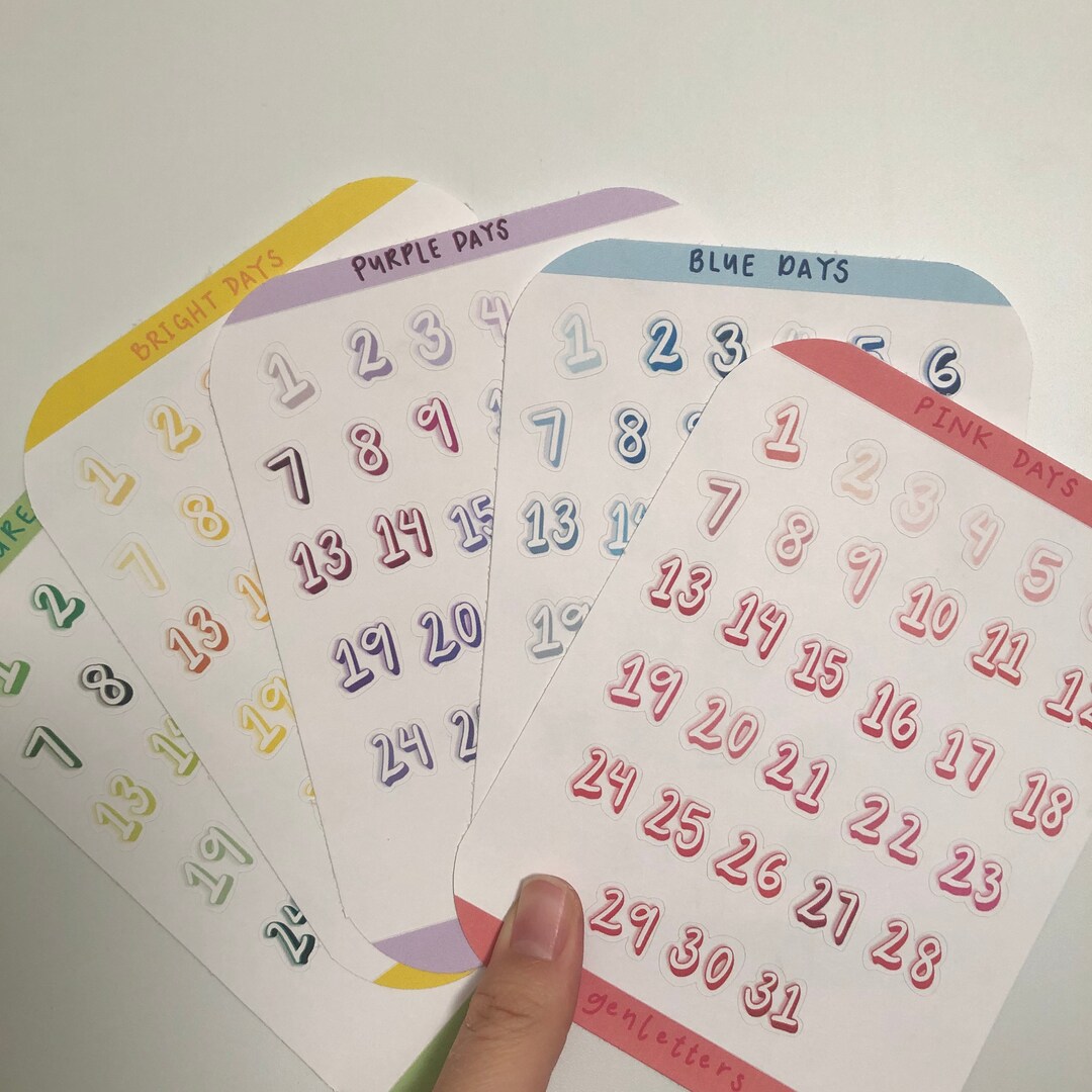 Calendar Stickers for Bullet Journal Date Stickers for Journal Bullet ...