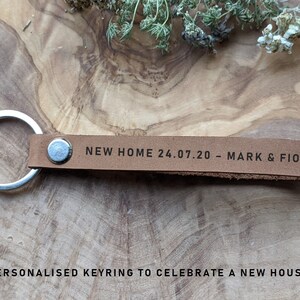 New Home - House Move - New House Keyring - Personalized Leather Key ...