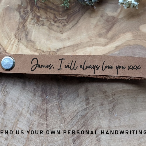 Personal Handwritten Message Keyring Personalized Leather | Etsy