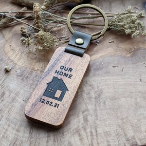 Personalised Wooden Keyring - New Home Gift - First Home - Custom ...