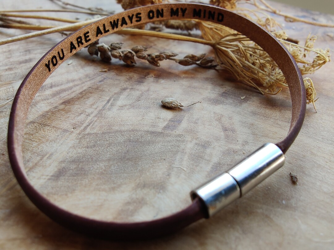 Thin Secret Message Bracelet, Hidden Message, Personalised Real Leather ...