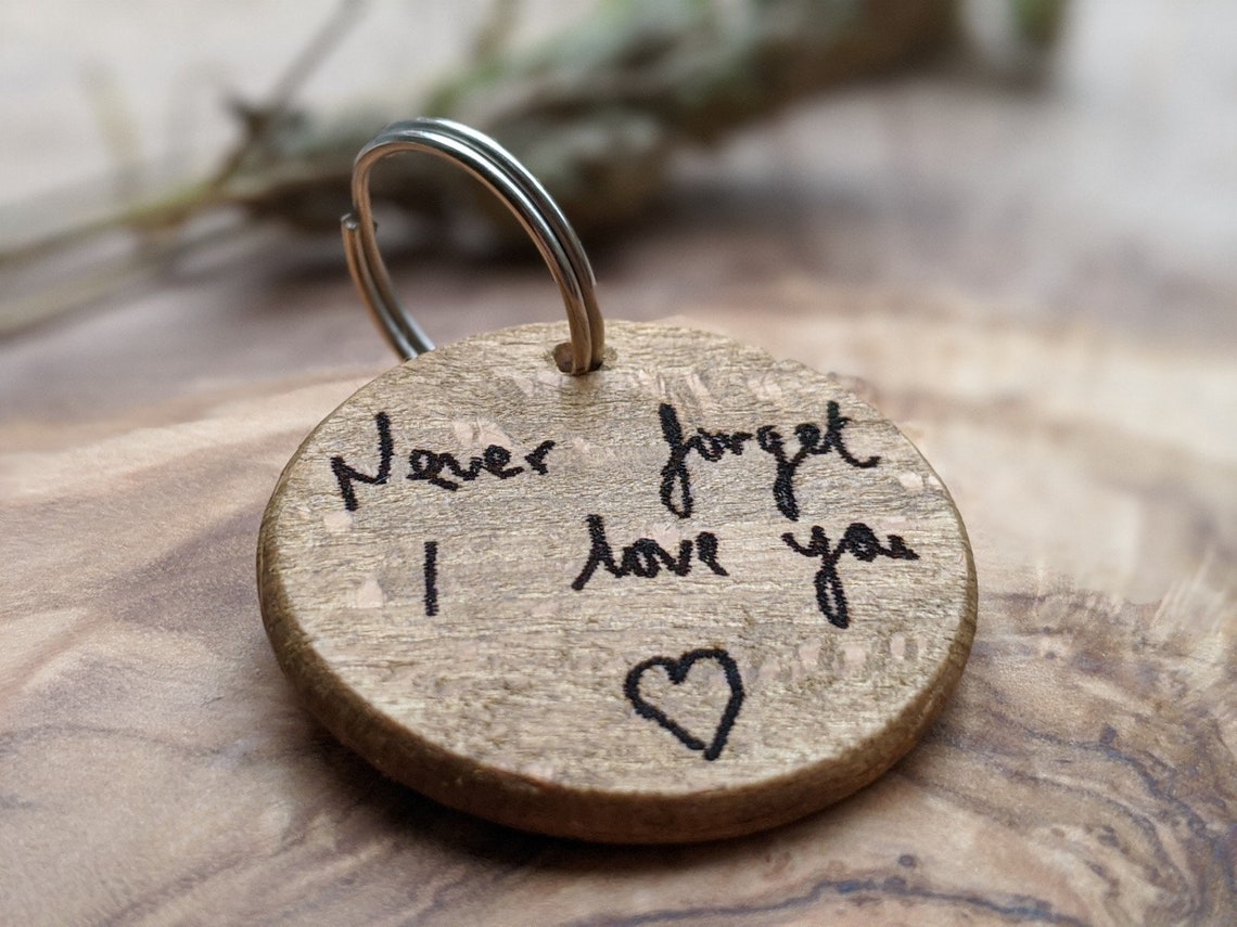 Personalised Handwriting Keyring Charm - Pendant Message - 5th Wedding ...