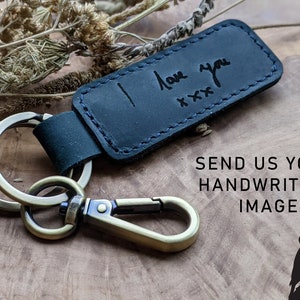 Leather Keyring Gift - Personalized Handwriting Leather Key Chain ...