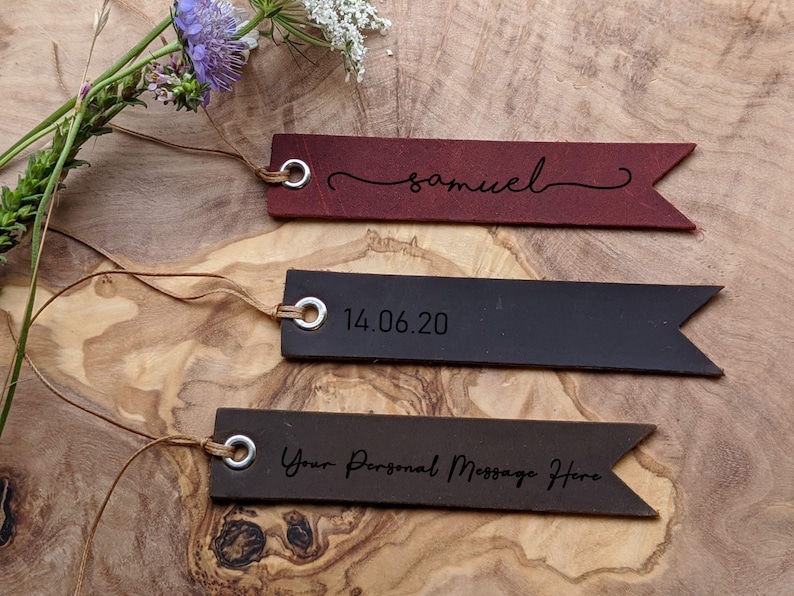 Segnalibro inciso personalizzato in vera pelle regalo per lui - regalo ...