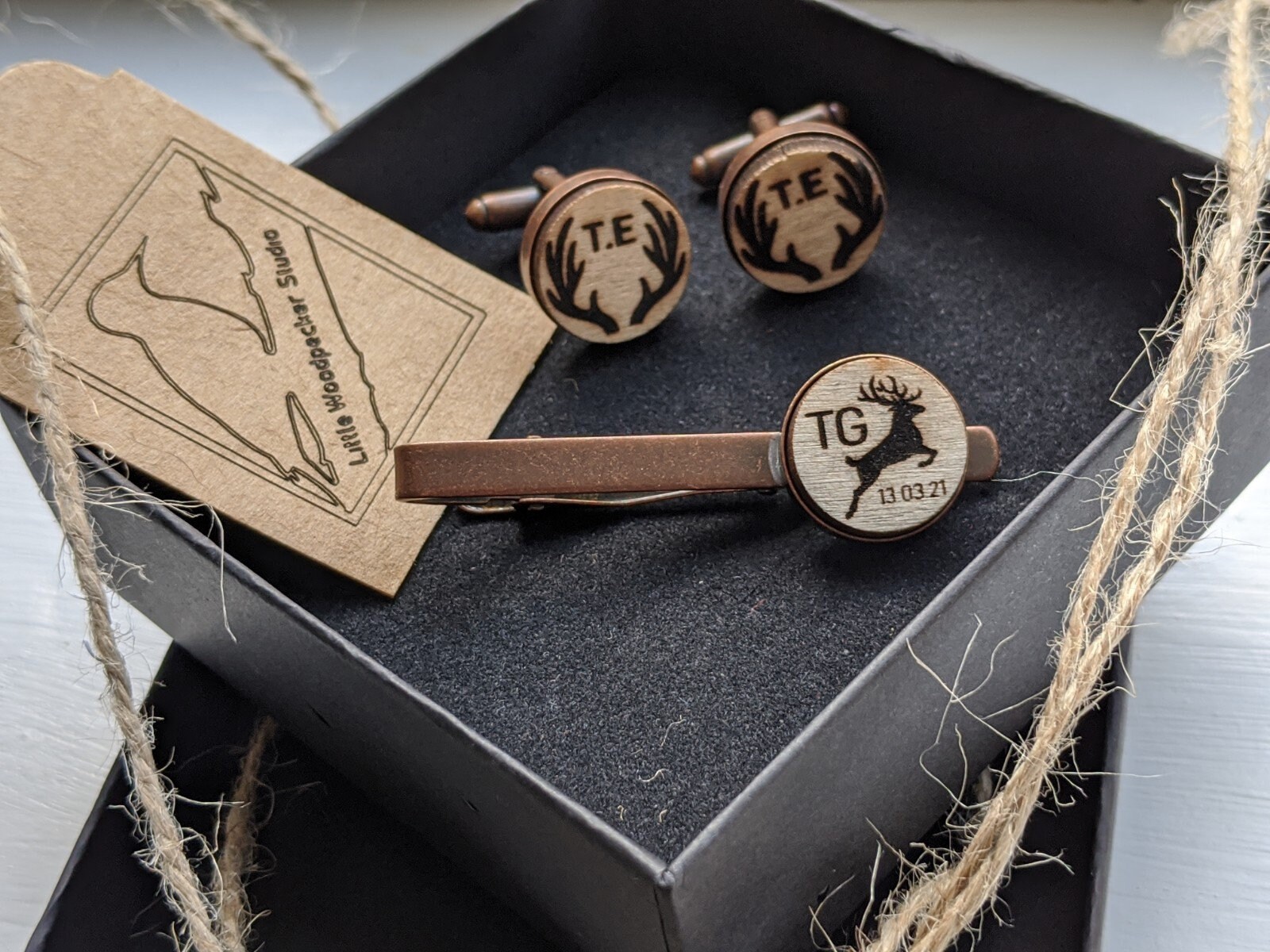 Personalised Tie Clip and Cufflink Set Groom Gift Initials | Etsy