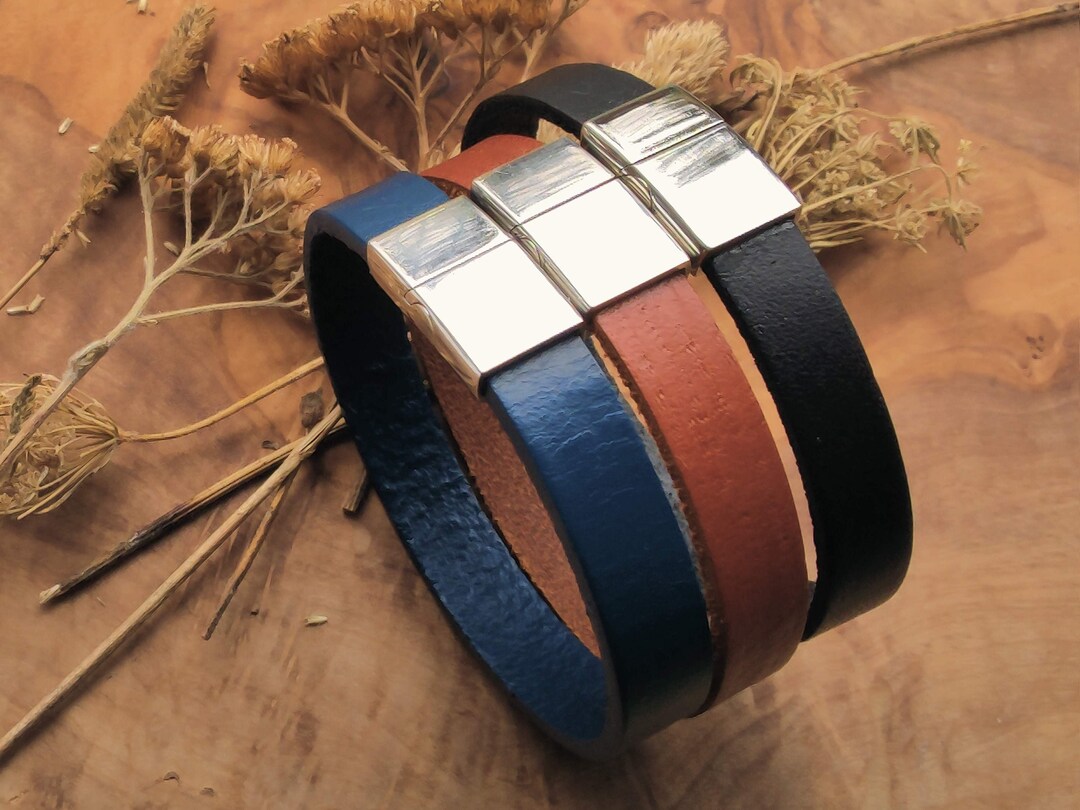 Genuine Leather Personalised Secret Message Bracelets , Personalised ...