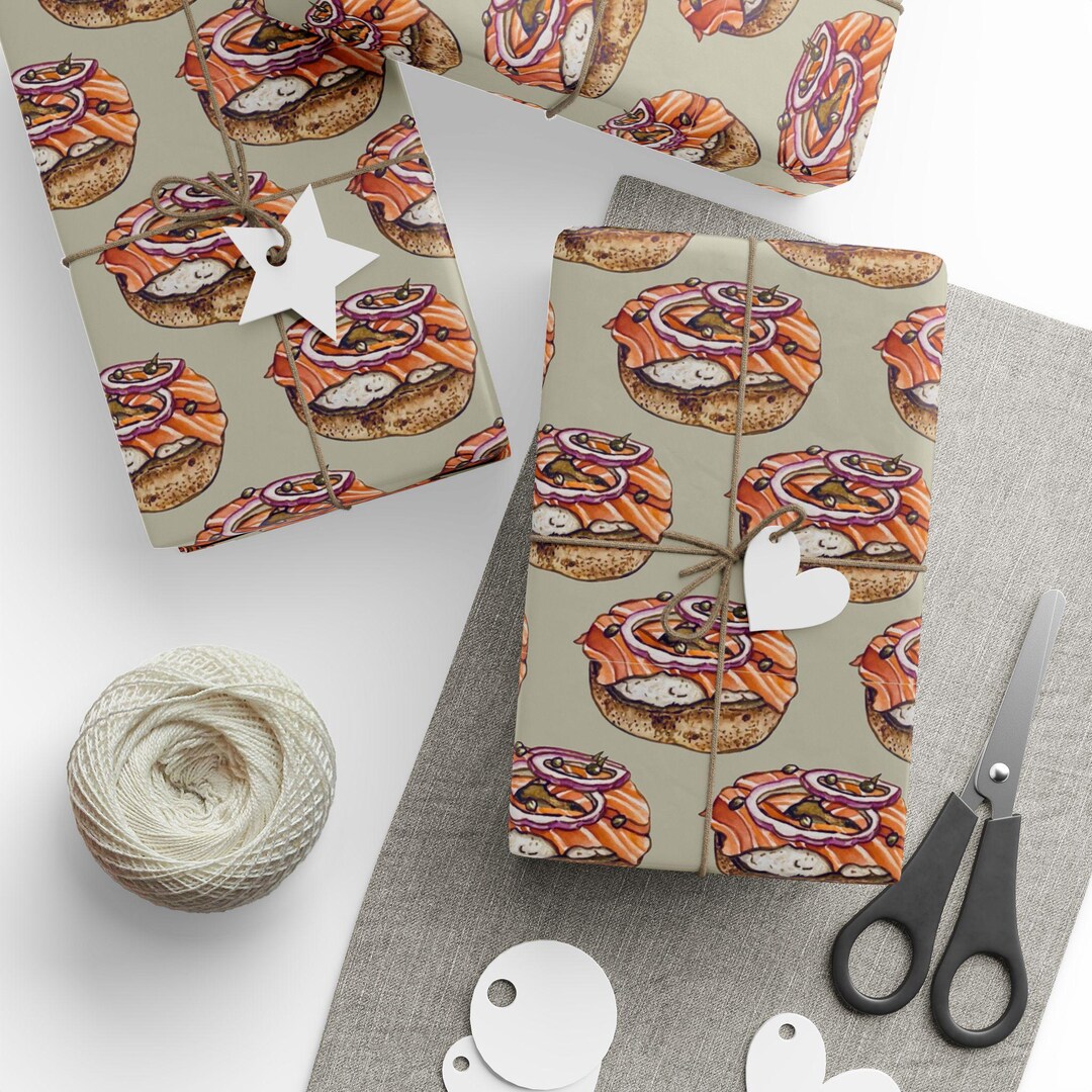 Wrapping Paper | Bagels Lox and Schmear. Hanukkah, Jewish, Gift Wrap ...