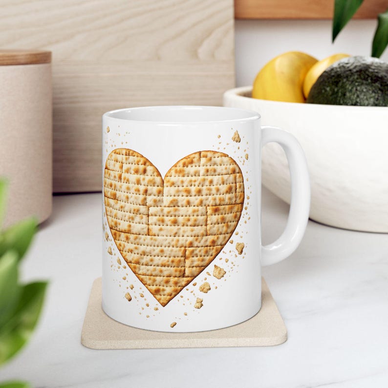 PASSOVER Pesach Matzah Heart Mug, Modern Judaica Passover Drinkware ...