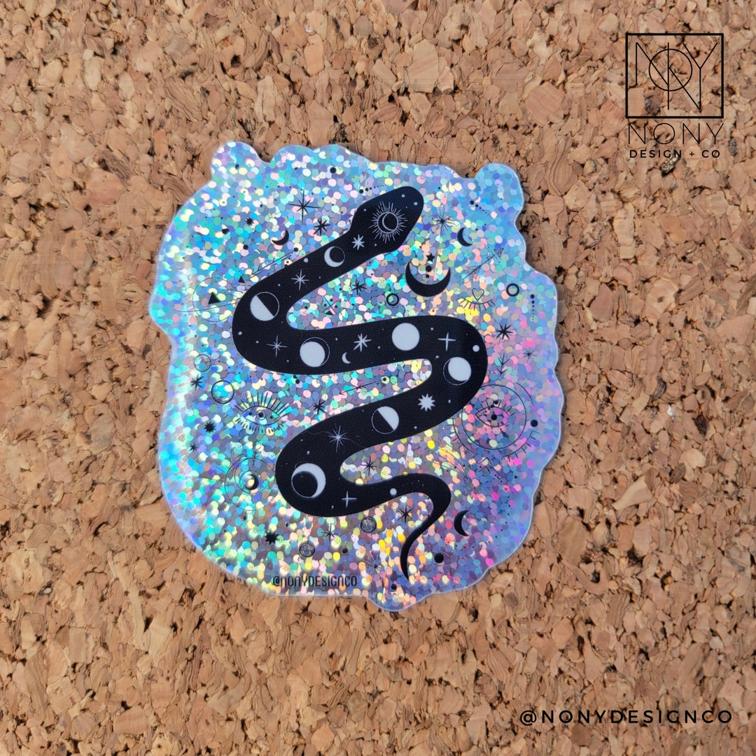 Holographic Moon Snake Die Cut Sticker | Vinyl Sticker | Water Bottle ...