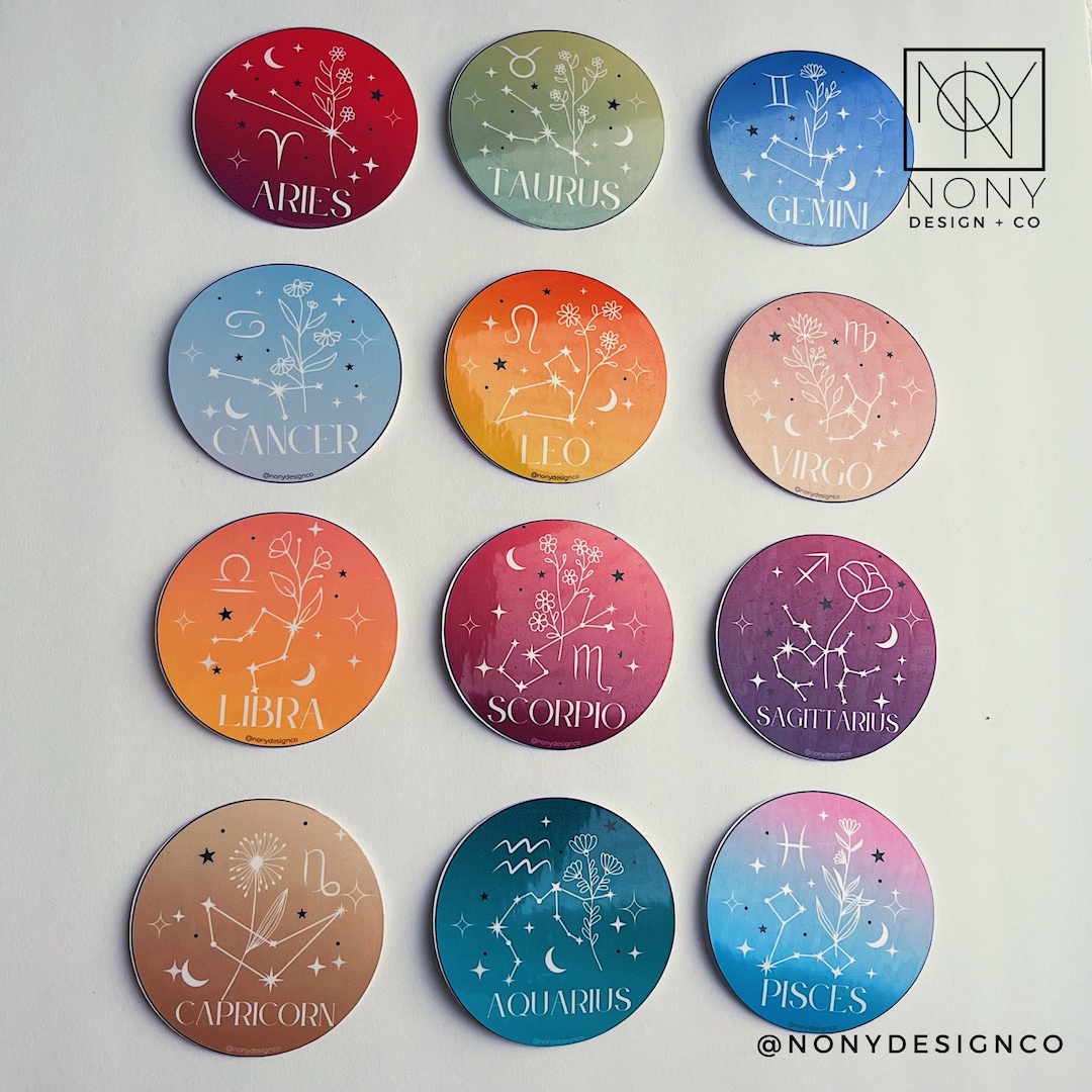Ombre Zodiac Sticker | Zodiac Sign Sticker | Vinyl Laptop Stickers ...