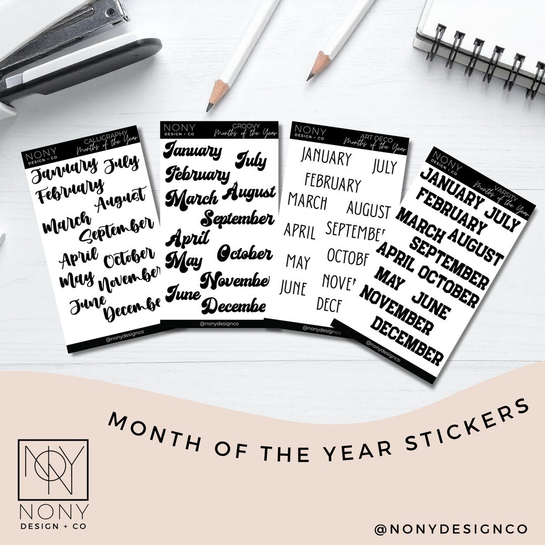 Choose Your Style Months of the Year | Planner Sticker Sheet - Etsy