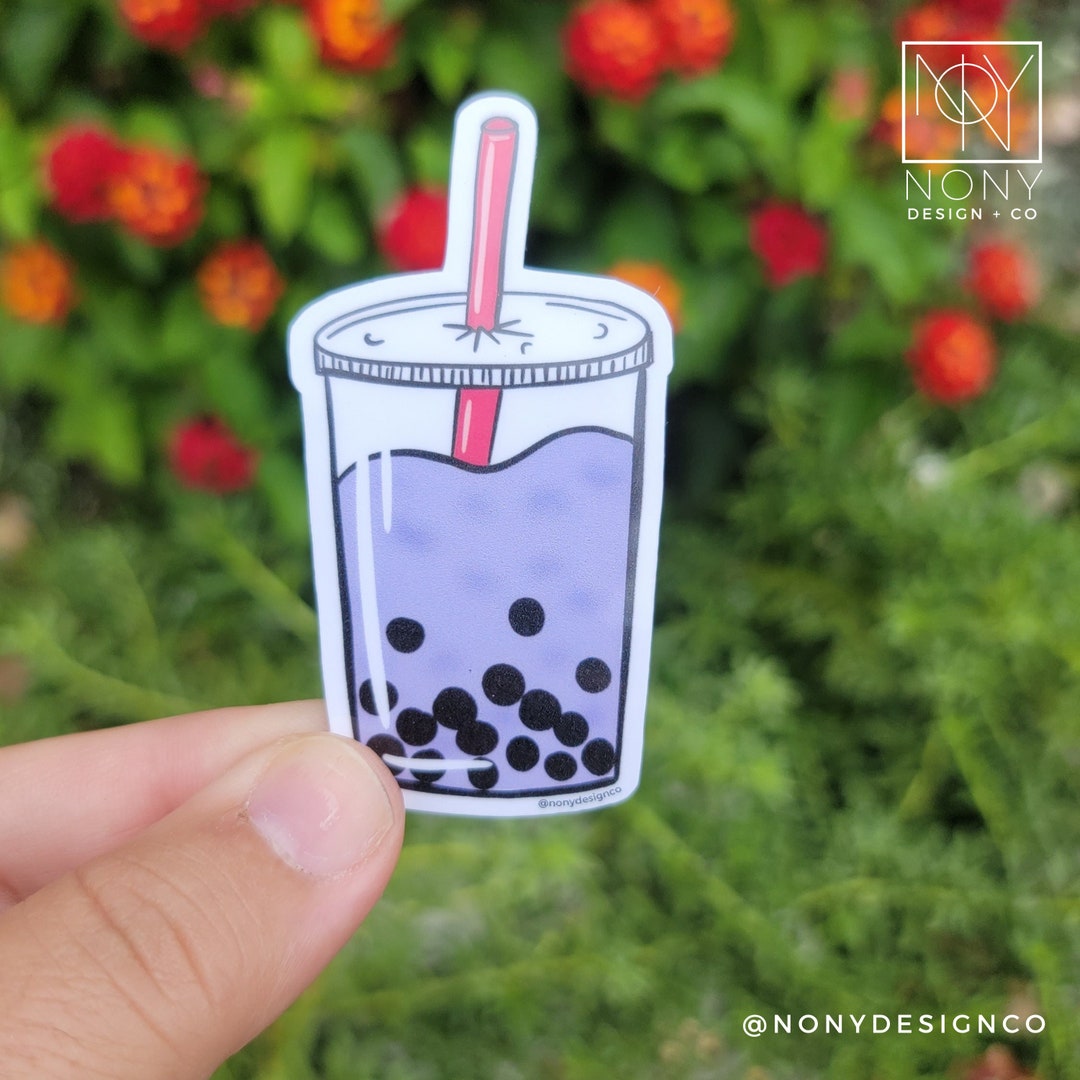 Taro Boba Tea Die Cut Sticker | Milk Tea Sticker | Hand Drawn Boba ...