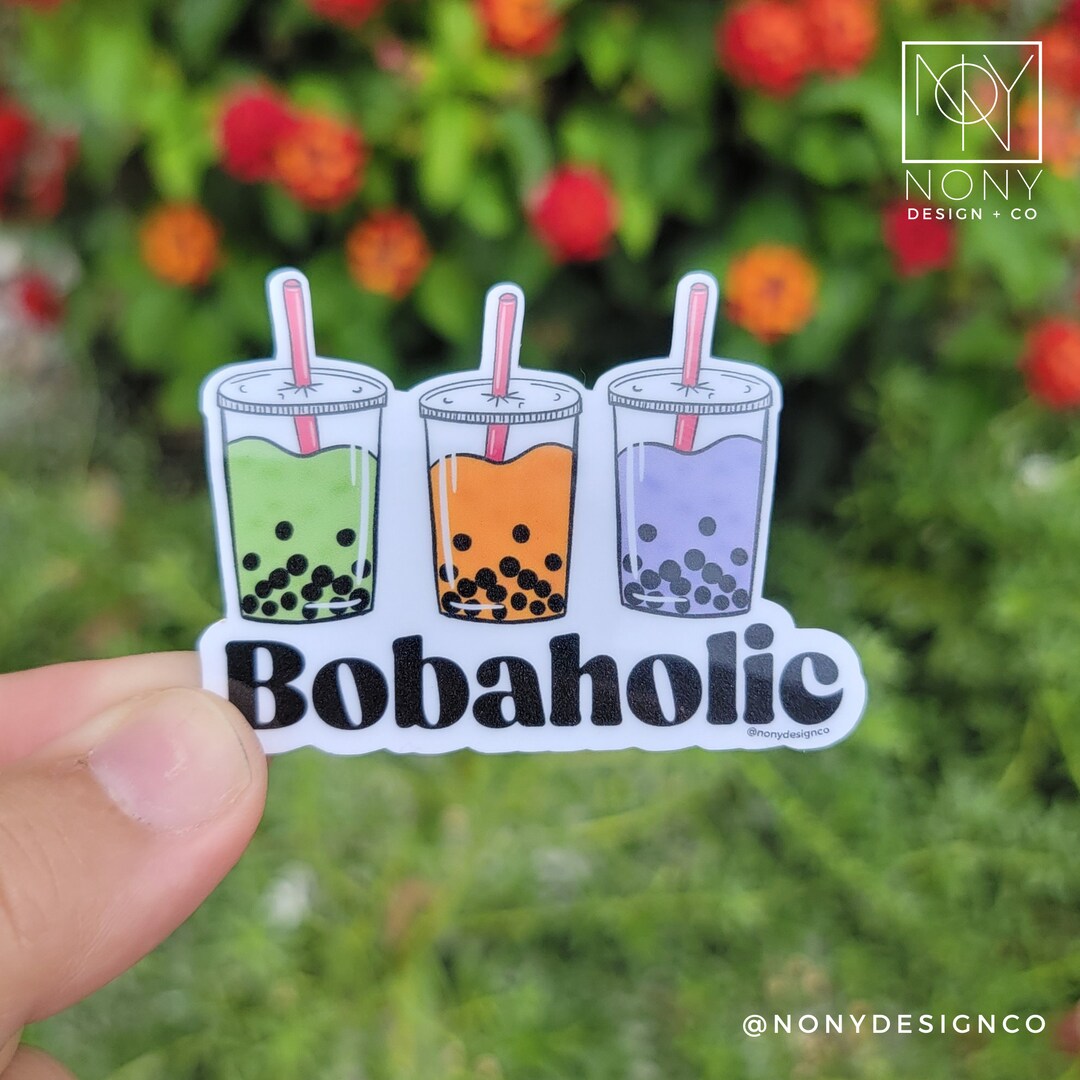 Bobaholic Sticker: Hand-drawn Milk Tea, Waterproof Vinyl - Etsy