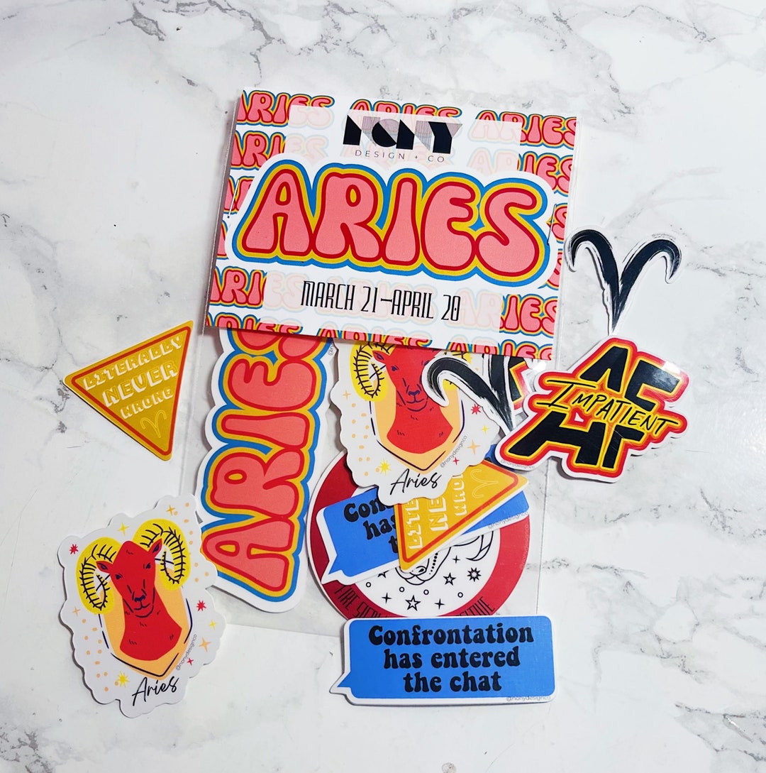 Aries Sticker Pack | Zodiac Sign Sticker | Vinyl Laptop Stickers ...