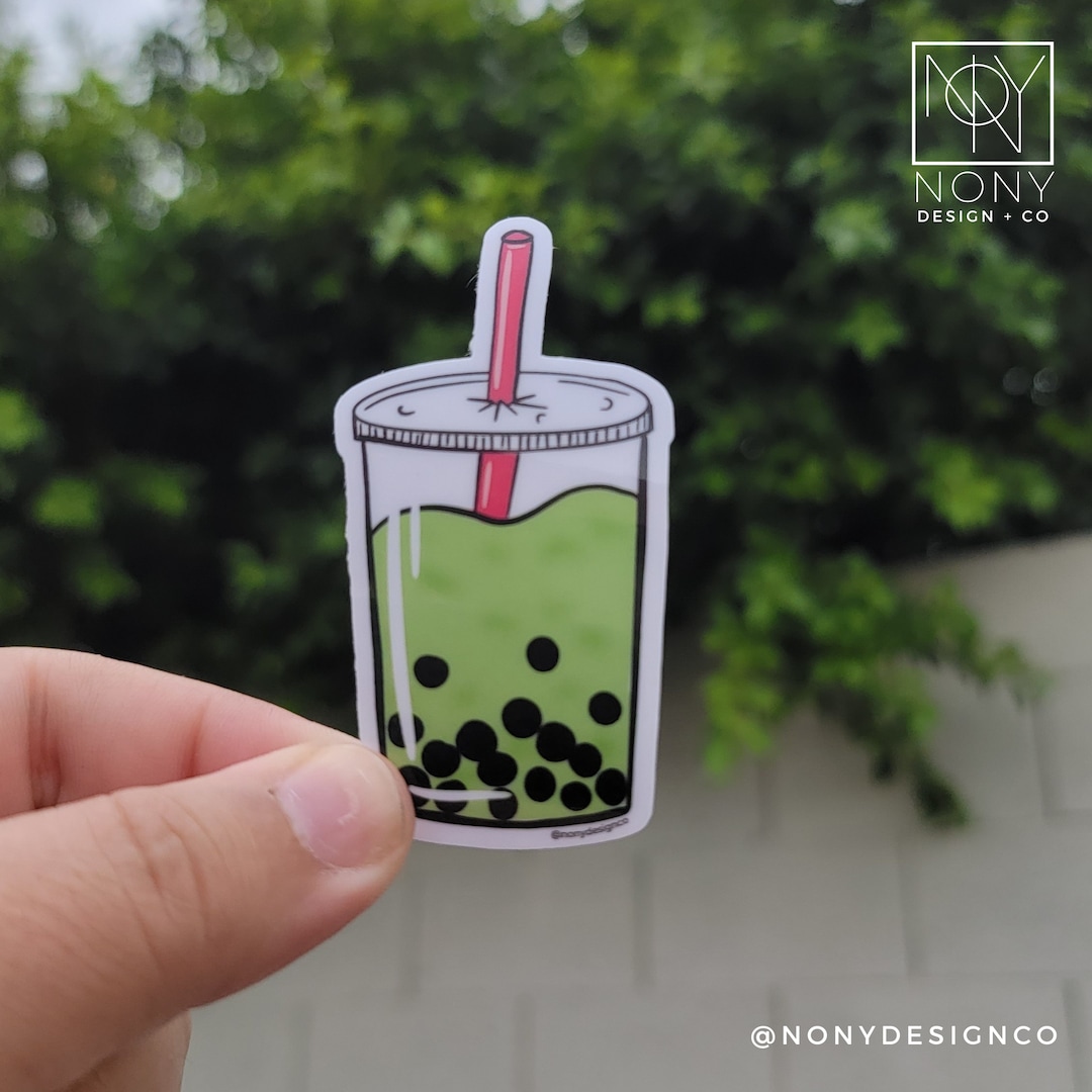 Matcha Boba Tea Sticker | Milk Tea Sticker | Hand Drawn Boba Sticker ...