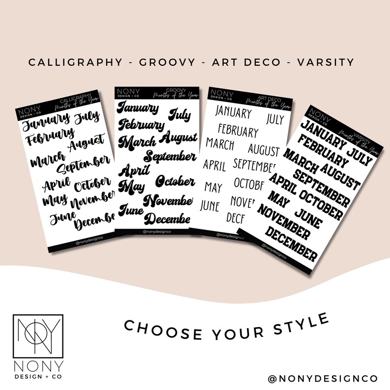 Choose Your Style Months of the Year | Planner Sticker Sheet - Etsy