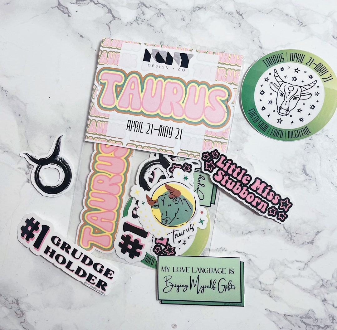 Taurus Sticker Pack | Zodiac Sign Sticker | Vinyl Laptop Stickers ...