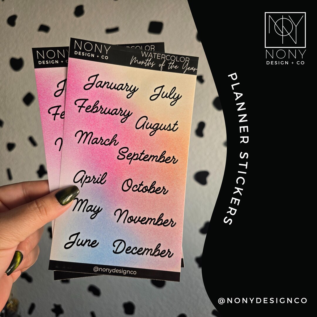 Watercolor Months of the Year | Planner Sticker Sheet - Etsy