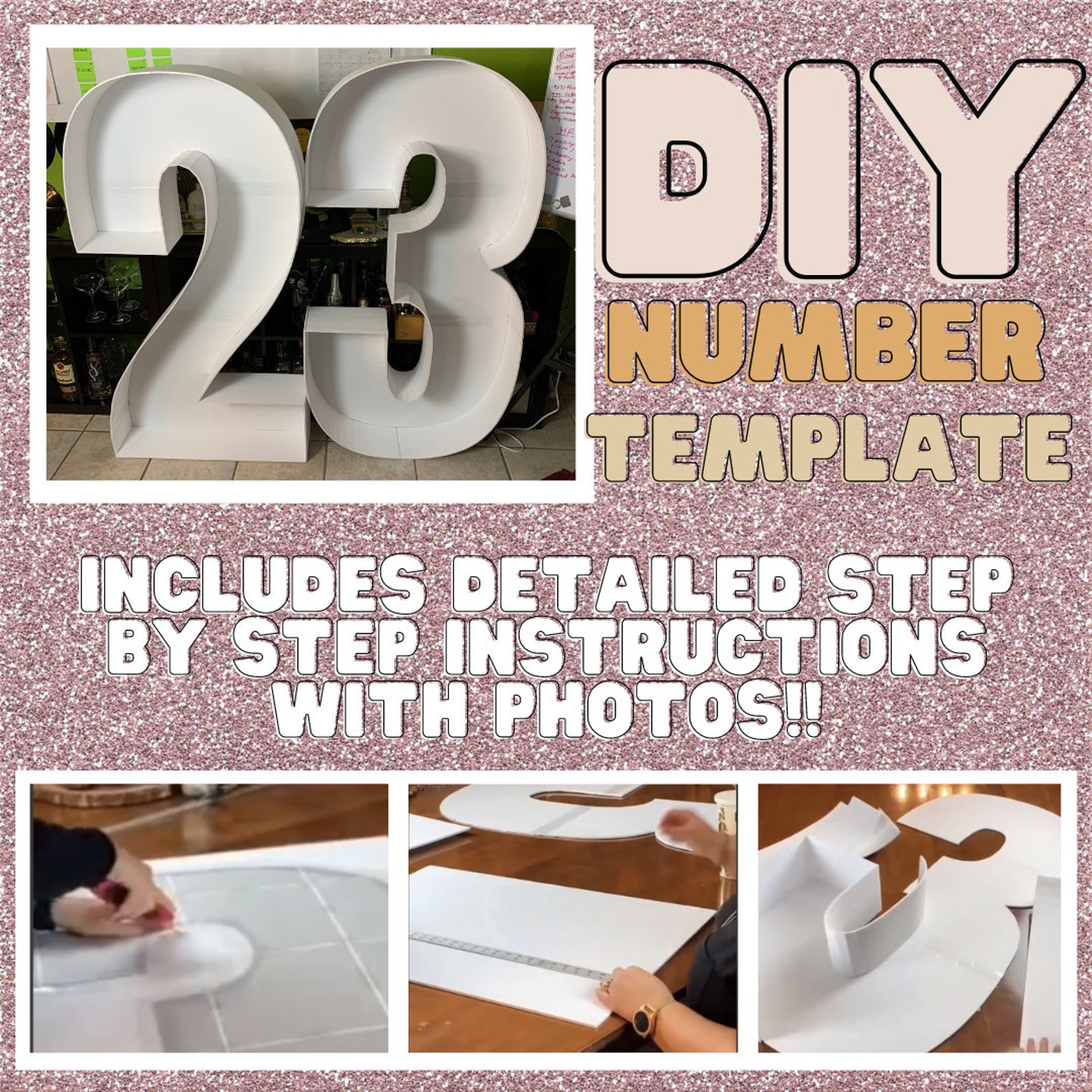 Number 9 Mosaic Numbers for Balloons Detailed Step by Step | Etsy