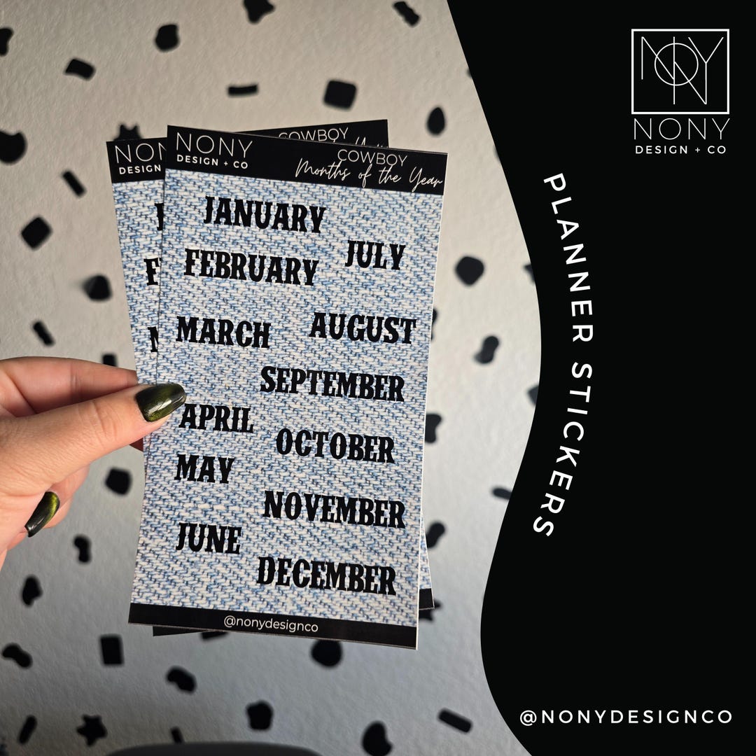 Cowboy Months of the Year | Planner Sticker Sheet - Etsy