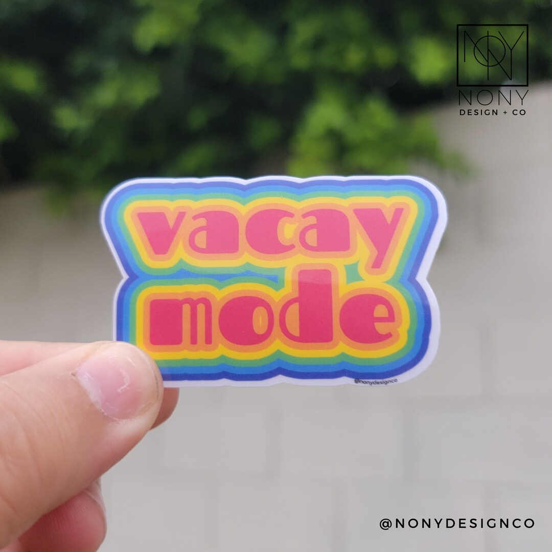 Vacay Mode Sticker | Retro Rainbow Waterproof Decal - Etsy