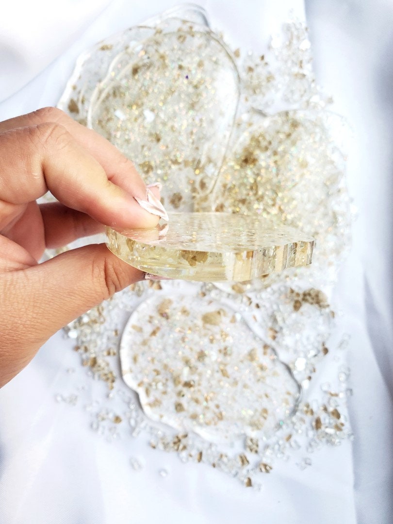 Clear Shattered Glass Resin Coaster Set of 2 - Etsy