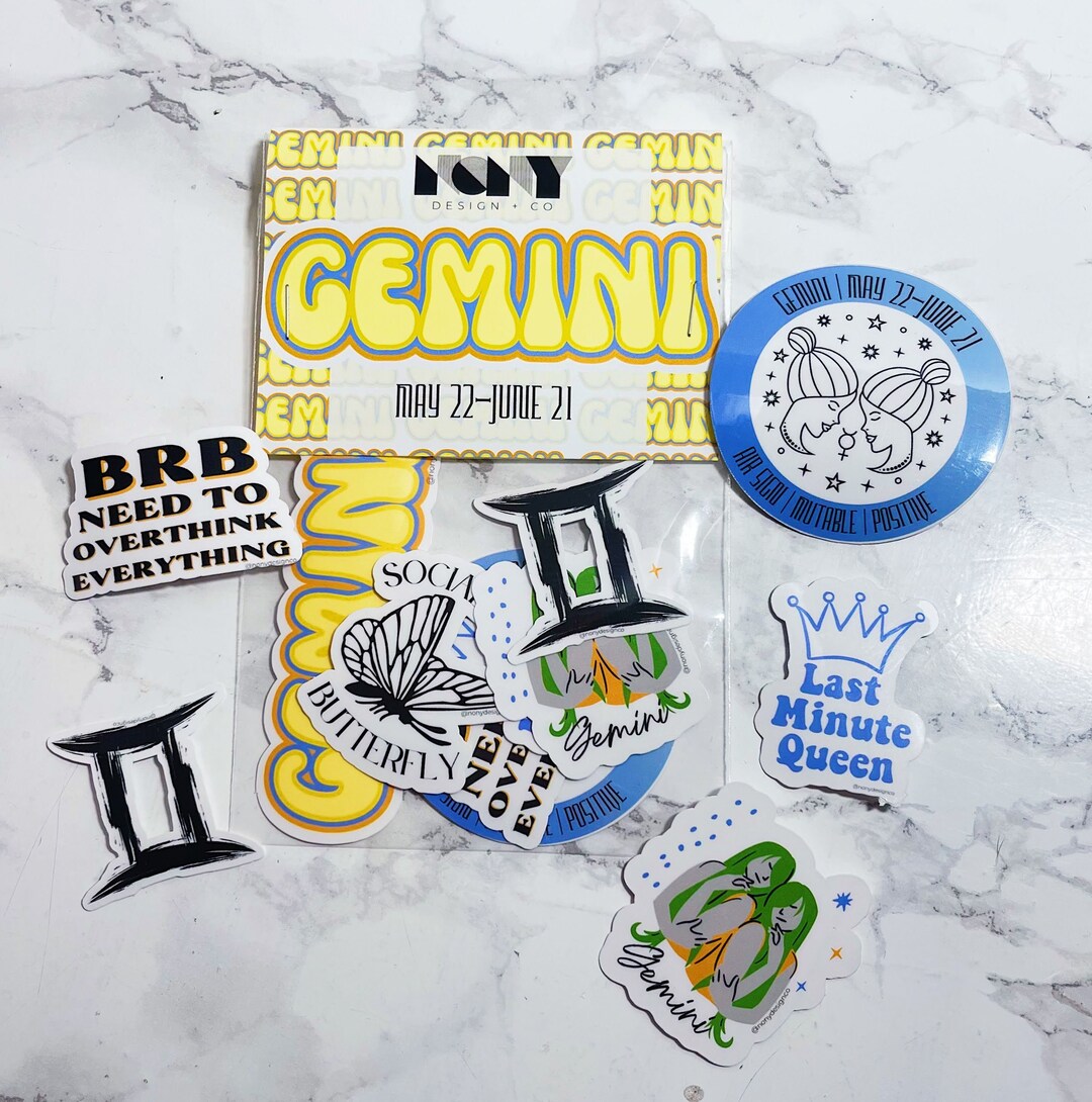 Gemini Sticker Pack Zodiac Sign Sticker Vinyl Laptop Stickers Water ...