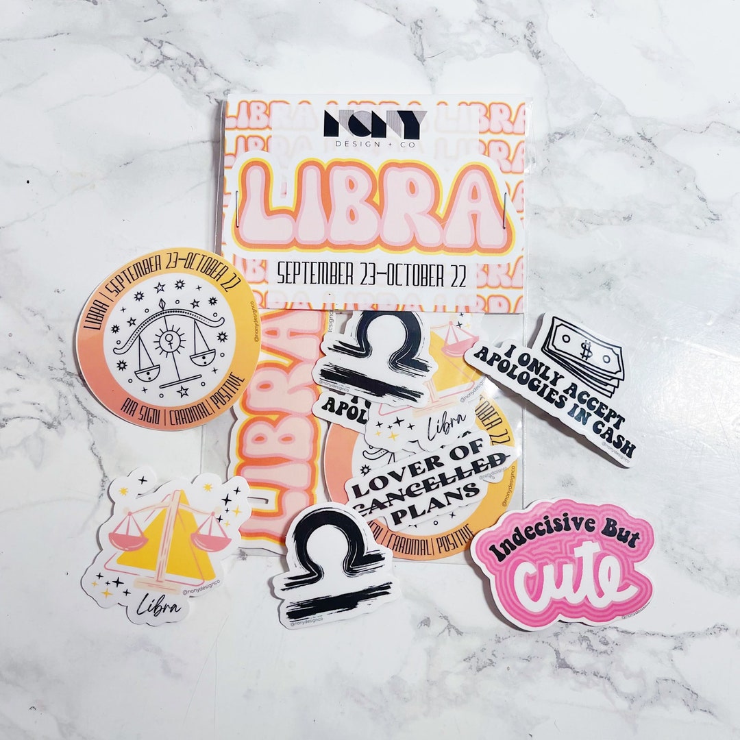 Libra Sticker Pack: Zodiac Sign Vinyl Decals - Etsy