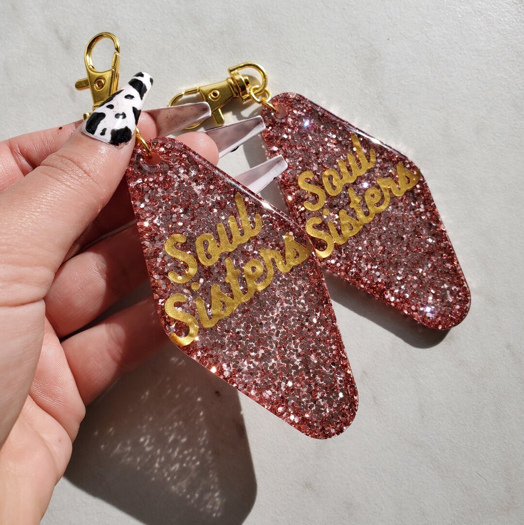 Soul Sister Keychain Set | Glitter Epoxy Resin Bestie Gift - Etsy