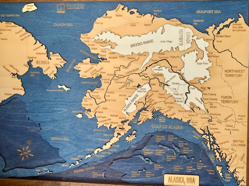 Alaska Map - State of Alaska Map With Multiple Wood Layers ...