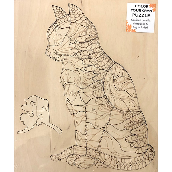 Cat Color Your Own Puzzle Kit | Etsy