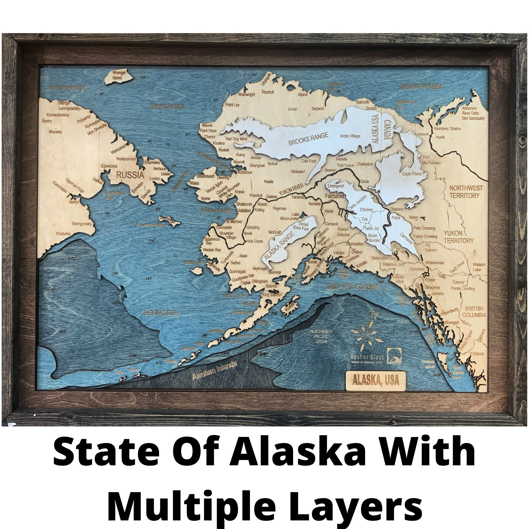 Alaska Map - State of Alaska Map With Multiple Wood Layers ...