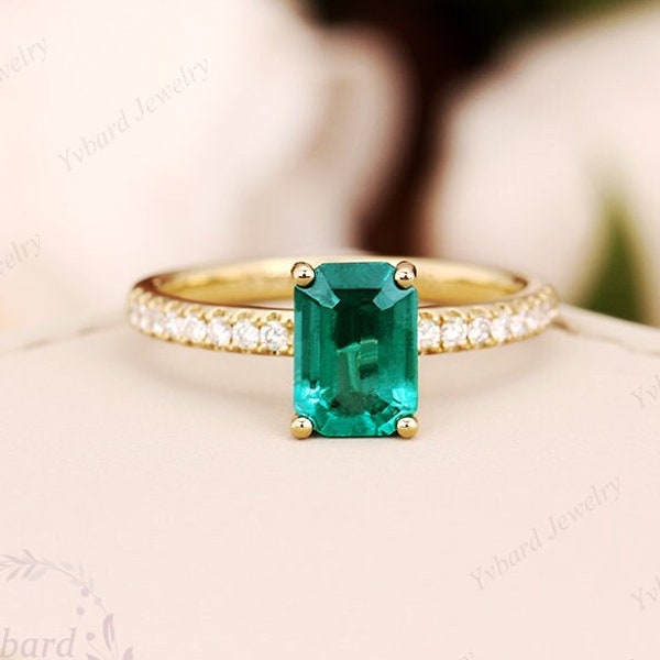 Lab Created Emerald Ring - Etsy