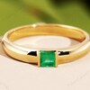 Emerald Cut Lab Created Emerald Solitaire Ring Yellow Gold Minimalist ...
