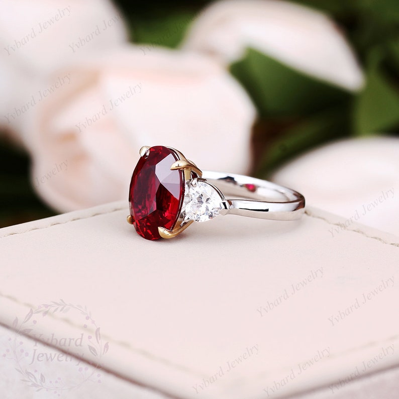 912mm Lab Created Ruby Engagement Ring Solid Gold Ruby Ring | Etsy