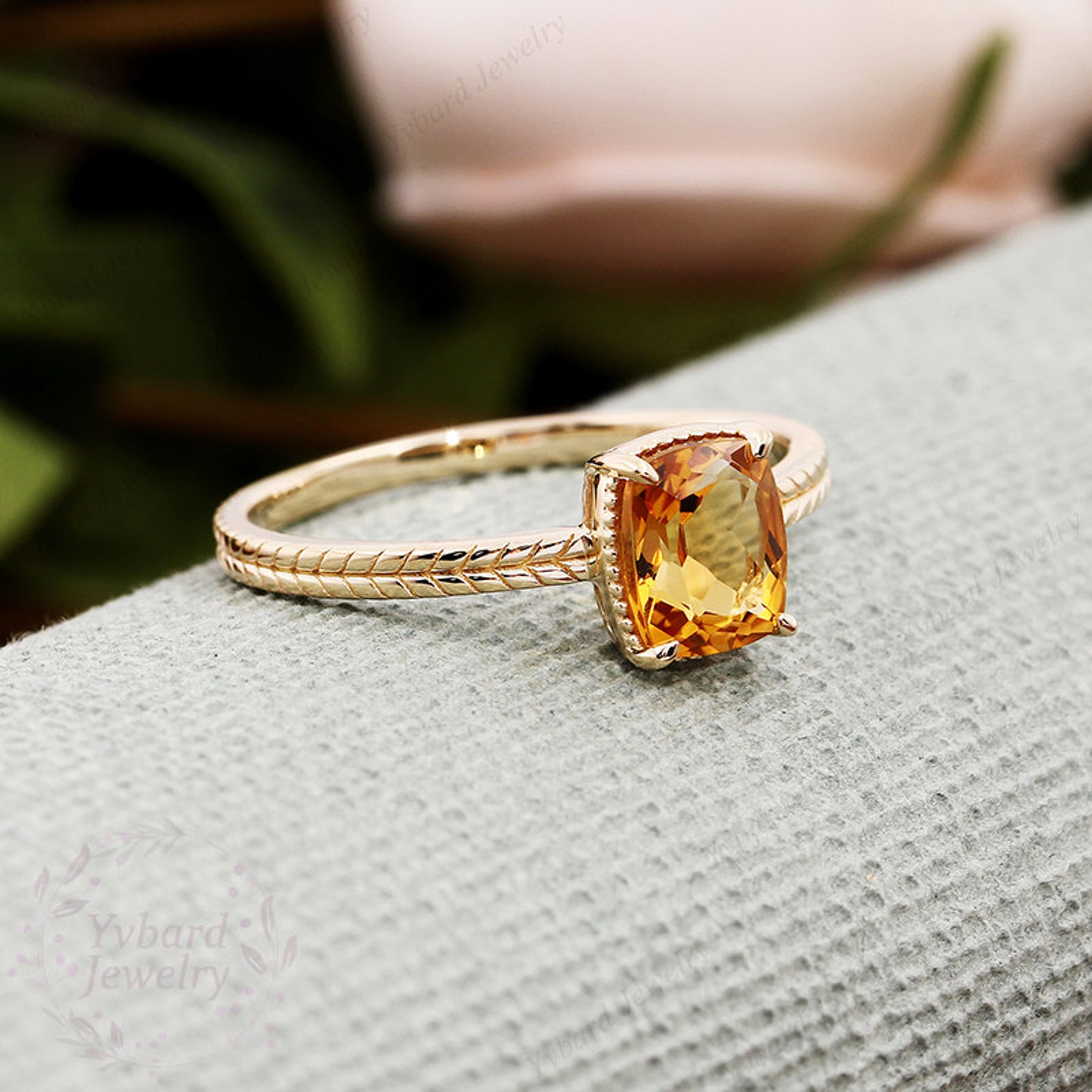 Solid 14K Yellow Gold Ring67mm Natural Citrine Engagement | Etsy