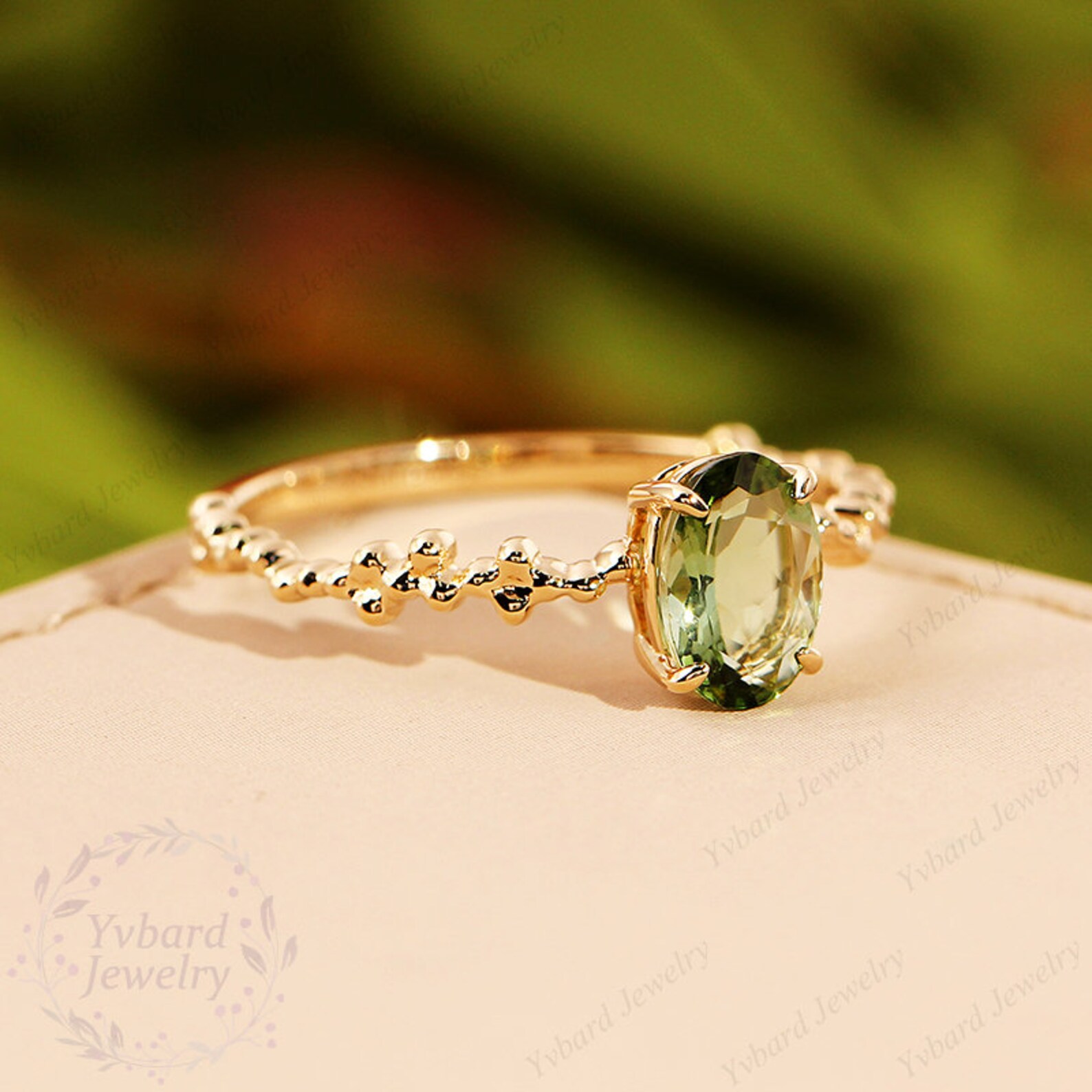 Natural Tourmaline Ring Oval Cut Green Tourmaline Ring | Etsy