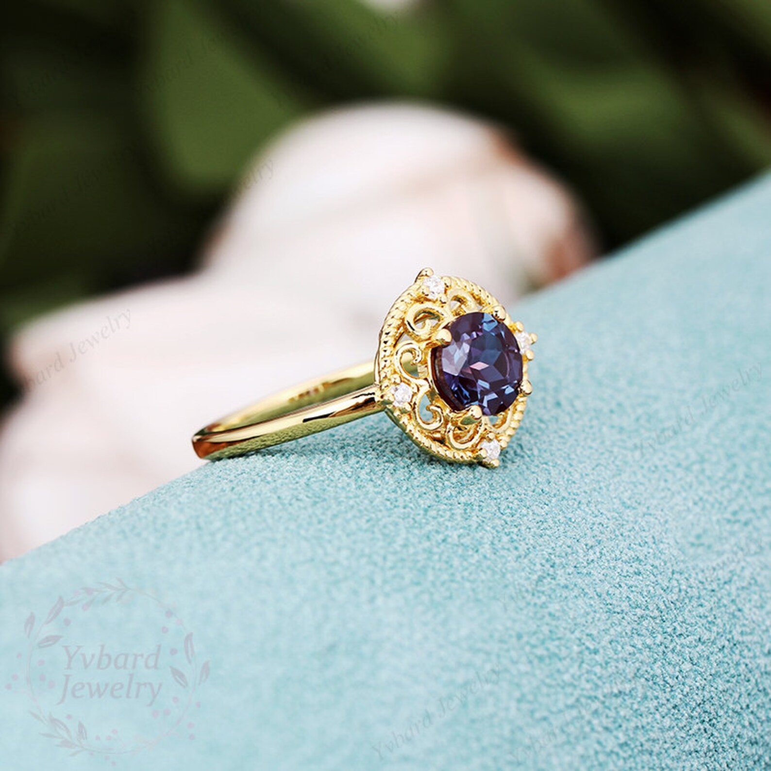 Vintage Alexandrite Engagement Ring 14k/10k Gold Wedding Ring - Etsy